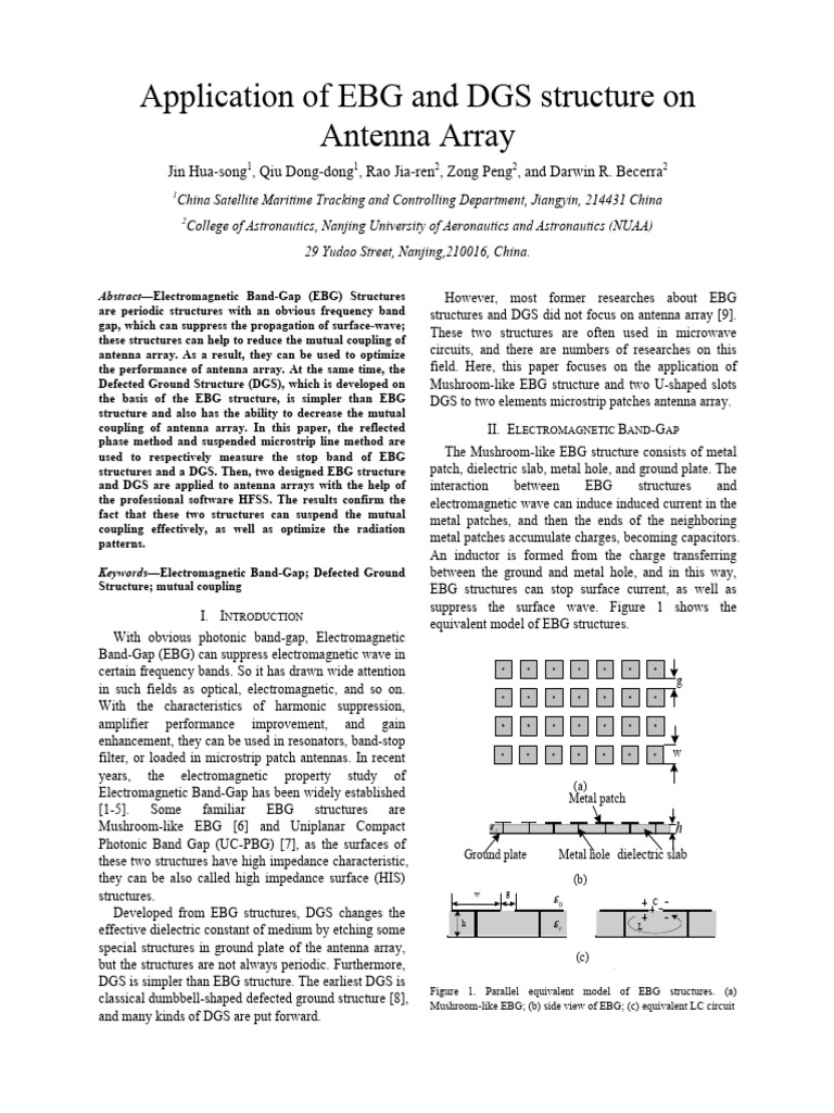 Application of EBG and DGS Structure On Antenna Array | PDF