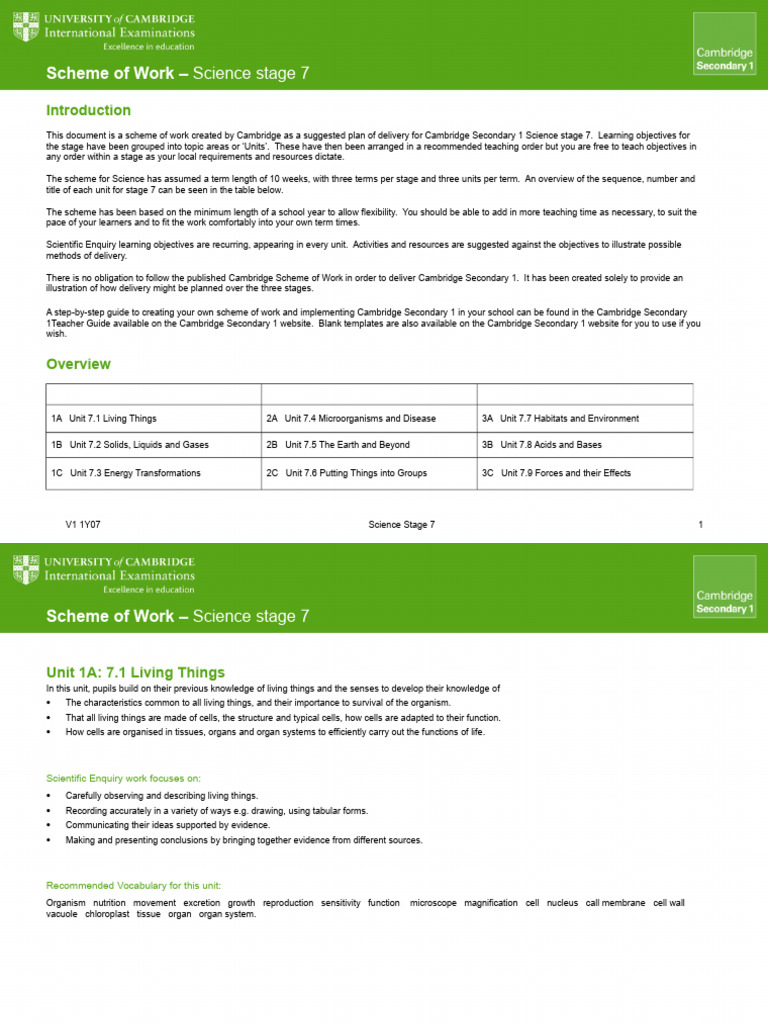 Scheme of Work Science Stage 7v1 PDF Free | PDF | Liquids | Rock (Geology)
