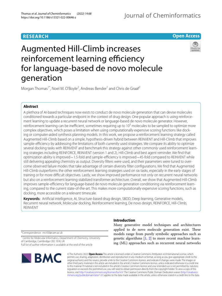 26 Augmented Hill-Climb Increases Reinforcement Learning Efficiency For Language-Based de Novo ...