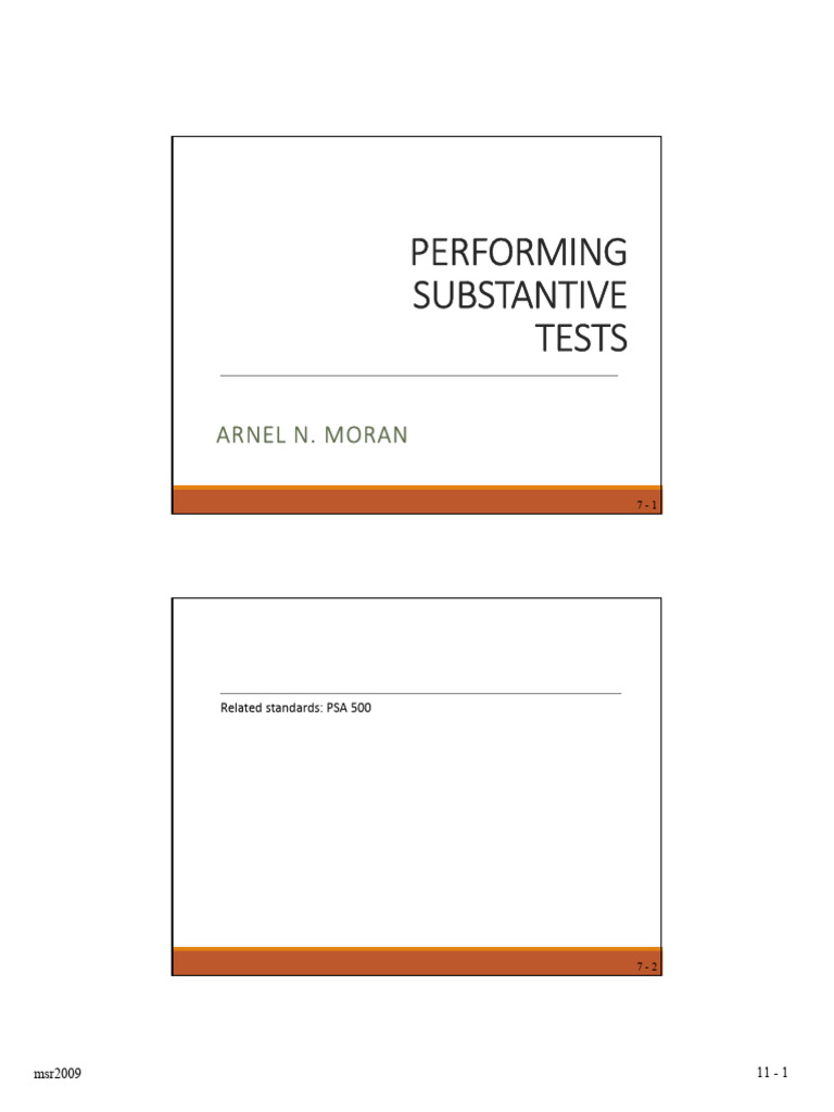 Performing Substantive Tests Pdf Audit Business