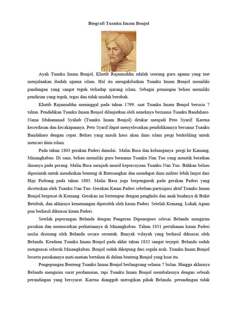 Biografi Tuanku Imam Bonjol | PDF