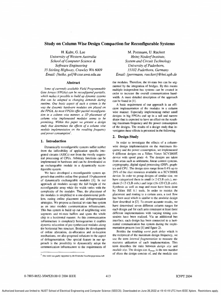 Study On Column Wise Design Compaction For Reconfigurable Systems | PDF | Field Programmable ...