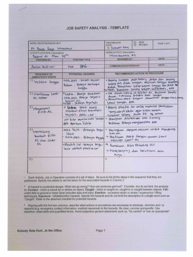 JSA Maintenance AC | PDF