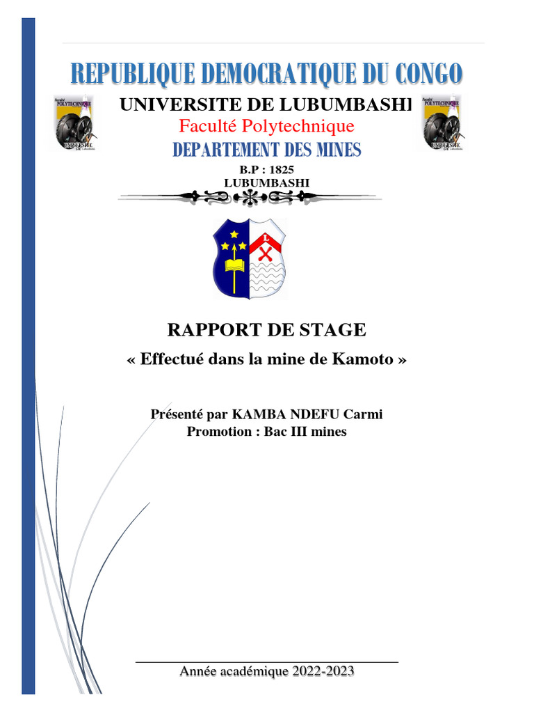 Rapport de Stage (Mine de Kamoto) Carmi | PDF | Exploitation minière | Génie géotechnique
