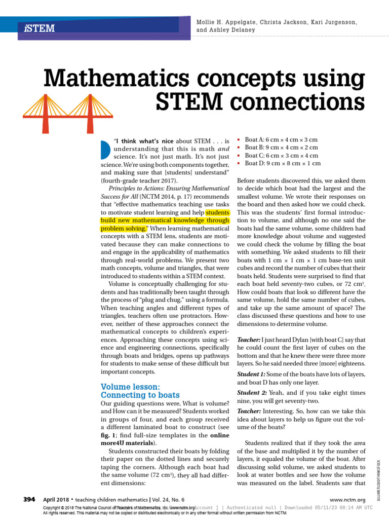 S2-Reading-Math Concept Using STEM Connections | PDF | Triangle | Shape