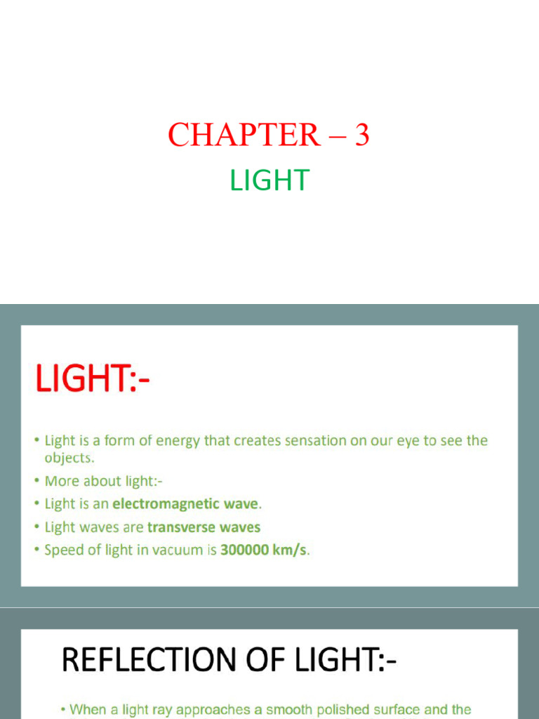 Light - 3 G8 23-24 | PDF | Refraction | Reflection (Physics)