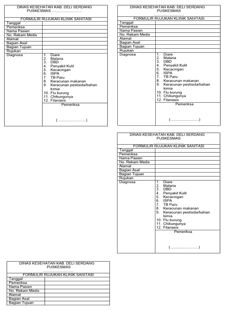 Formulir Rujukan Klinik Sanitasi | PDF