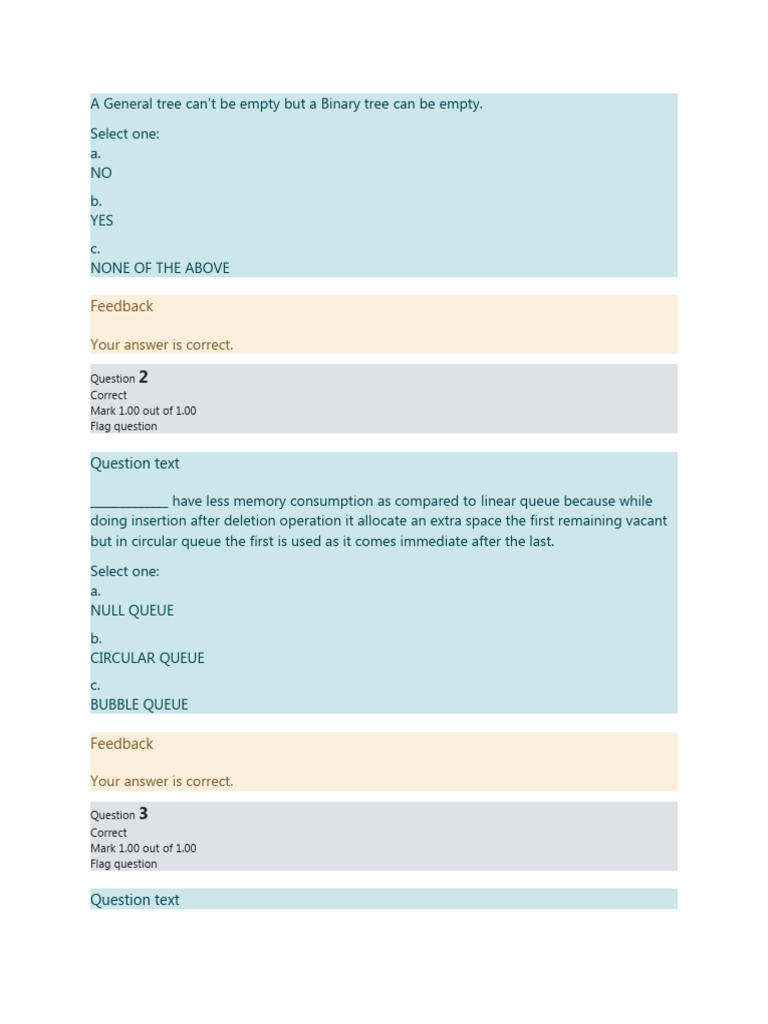 DSA Quiz on Data Structures | PDF | Mathematical Logic | Algorithms