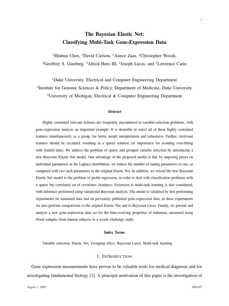 Carin09 BayesianEnet | PDF | Regression Analysis | Bayesian Inference