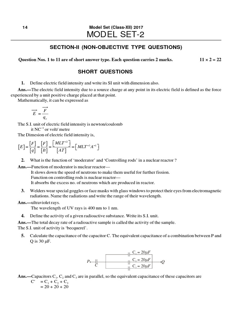 BSEB 12th Physics Model Paper Set - 2 1 | PDF | Electrical Engineering | Physical Sciences