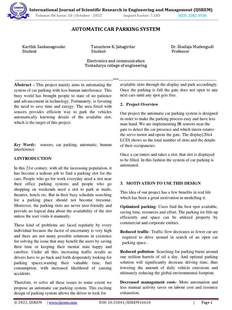 Automatic Car Parking System | PDF | Parking | Electrical Connector