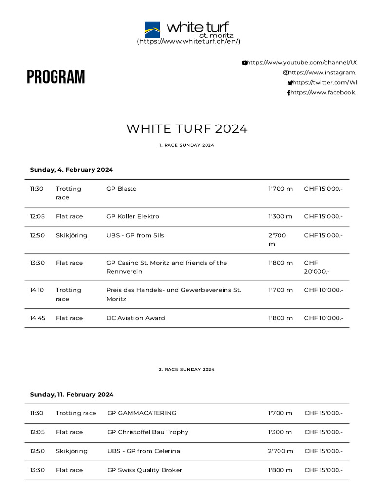 Program - White Turf St. Moritz | PDF