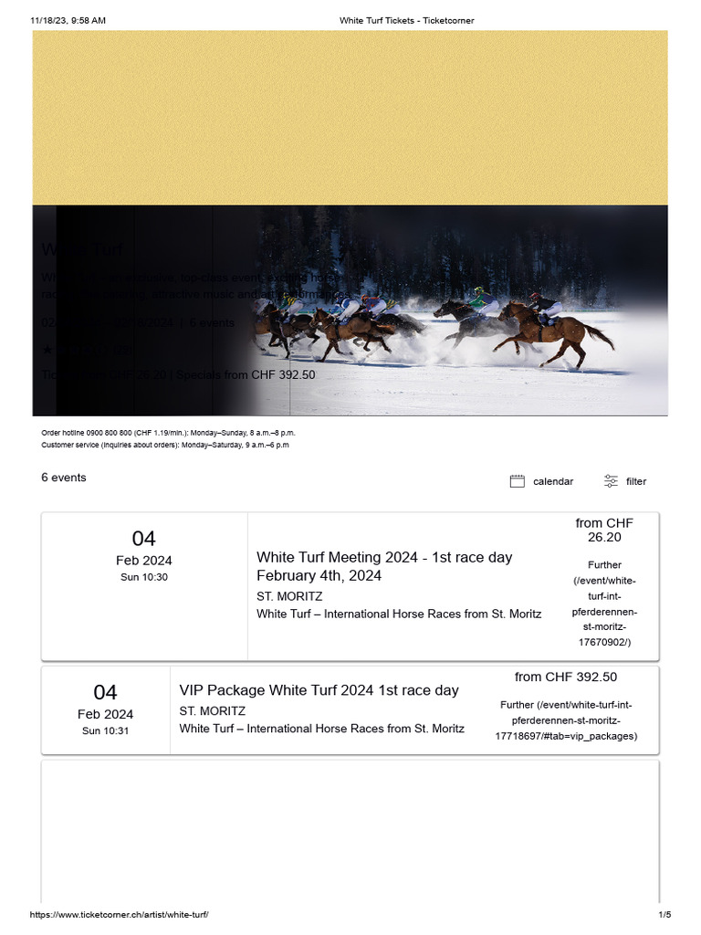 White Turf Horse Racing Tickets 2024 | PDF | Horse Racing | Entertainment