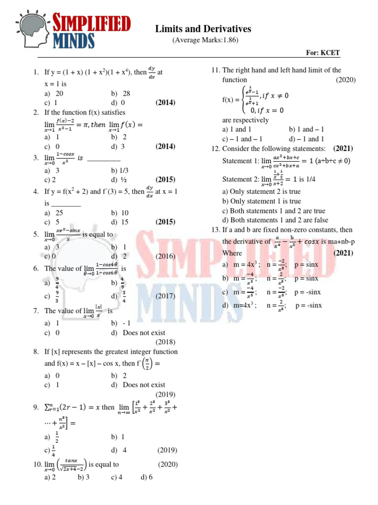 13.limits and Derivatives - Eca712a0 0562 42fb 82cf A07d9dbea472 | PDF ...