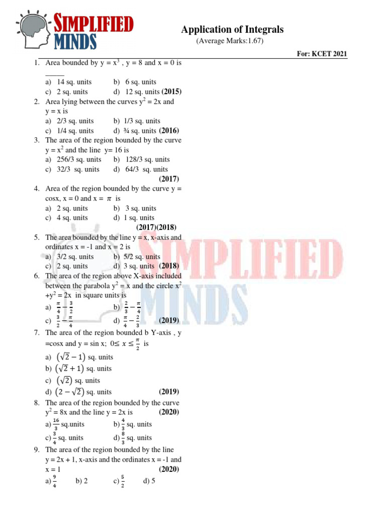 8.application of Integrals KCET PYQs - B4853ad6 41ee 4145 Af57 ...