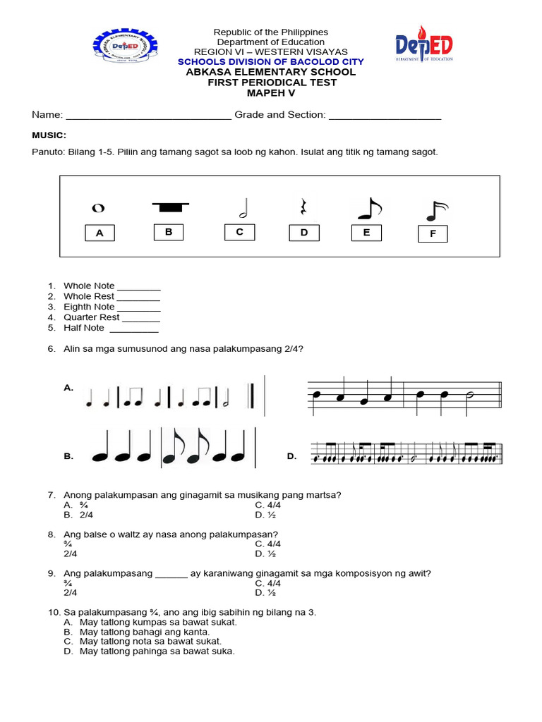 Mapeh 5 Q1 Sy 2023-2024 | PDF