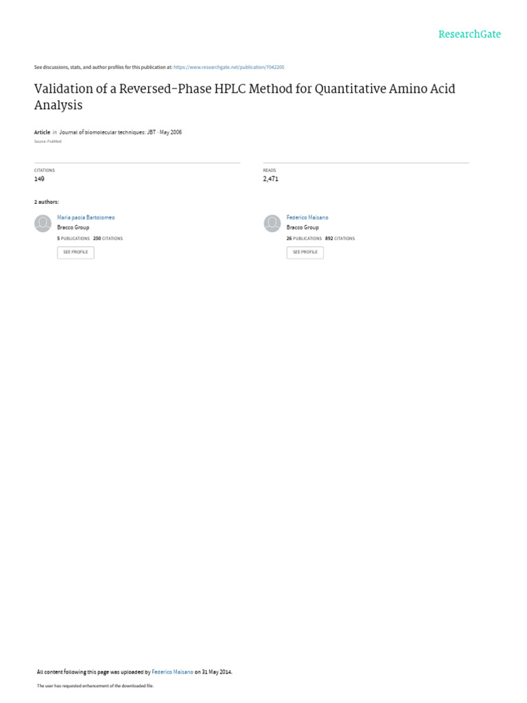Validation of A Reversed-Phase HPLC Method For Qua | PDF | High Performance Liquid ...