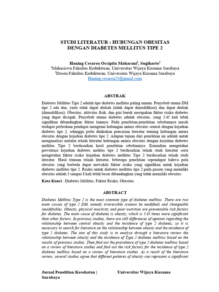 Obesitas dan Diabetes Tipe 2: Studi Literatur | PDF