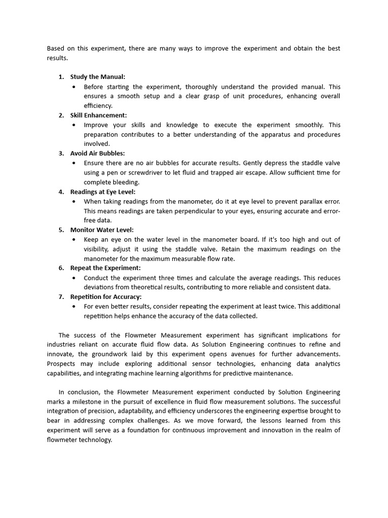 Conclution | PDF | Accuracy And Precision | Flow Measurement