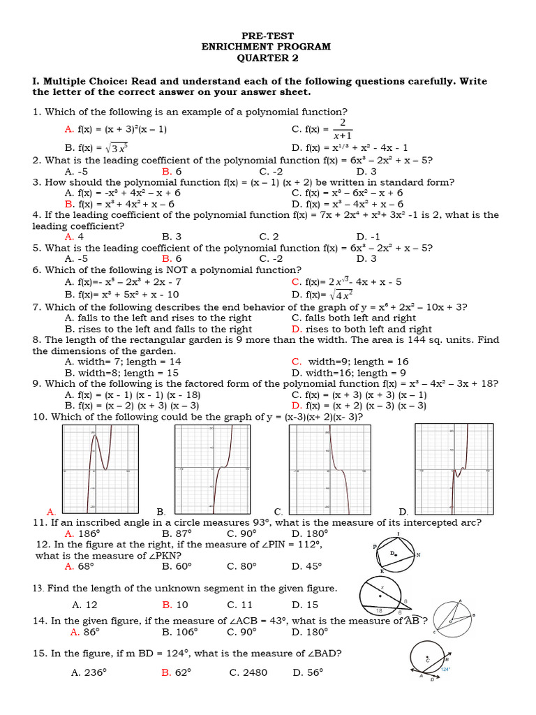 PRE-test Remedial - Quarter 2 | PDF | Trigonometric Functions | Length