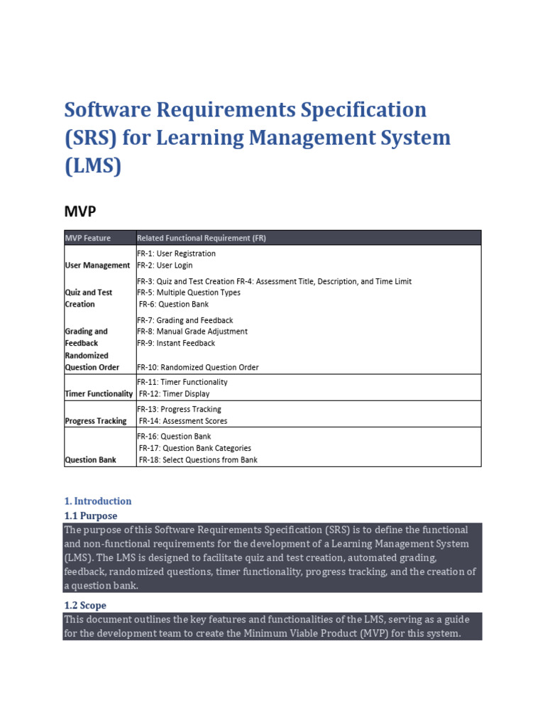 LMS SRS | PDF | User (Computing) | Multiple Choice