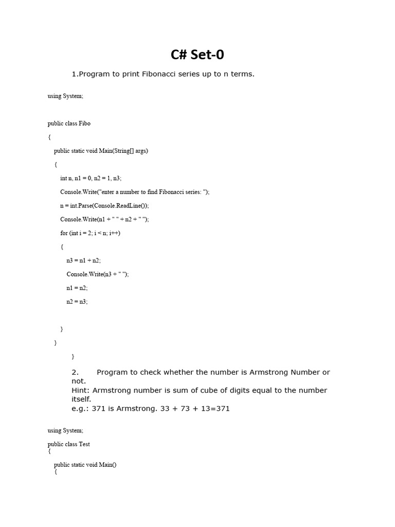 C# Set0 Saurabh Shukla Doc | PDF | Control Flow | Computer Programming