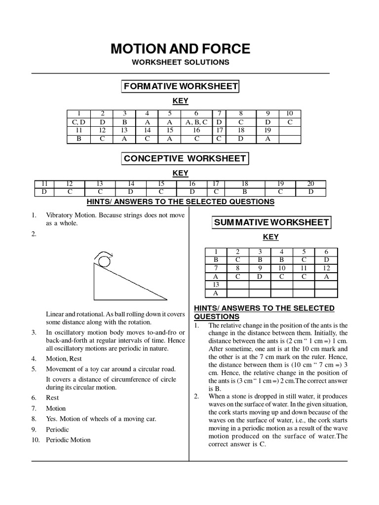 Vi - 02 - Motion & Force-Solution | PDF | Force | Gravity