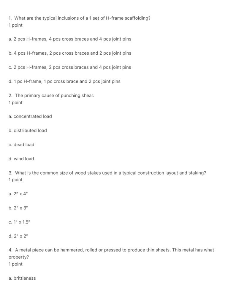 What Are The Typical Inclusions of A 1 Set of H Frame Scaffolding | PDF ...