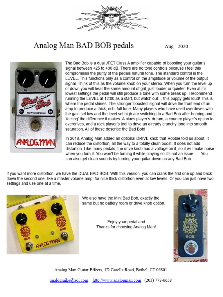 Bad Bob Manual | PDF | Amplifier | Sound