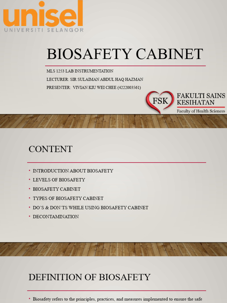 Biosafety Cabinet | PDF | Hazards | Safety