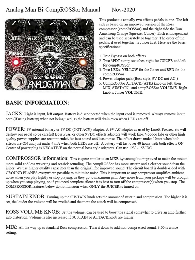Bi Comp Manual 2020 | PDF | Audio Electronics | Electrical Components