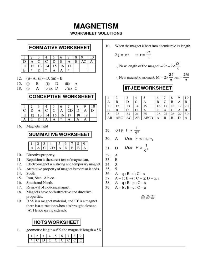 Vi 06 Magnetism-Solution | PDF | Magnet | Magnetism