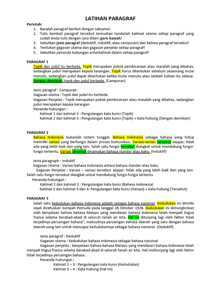 Latihan Paragraf | PDF | Seni & Disiplin Bahasa