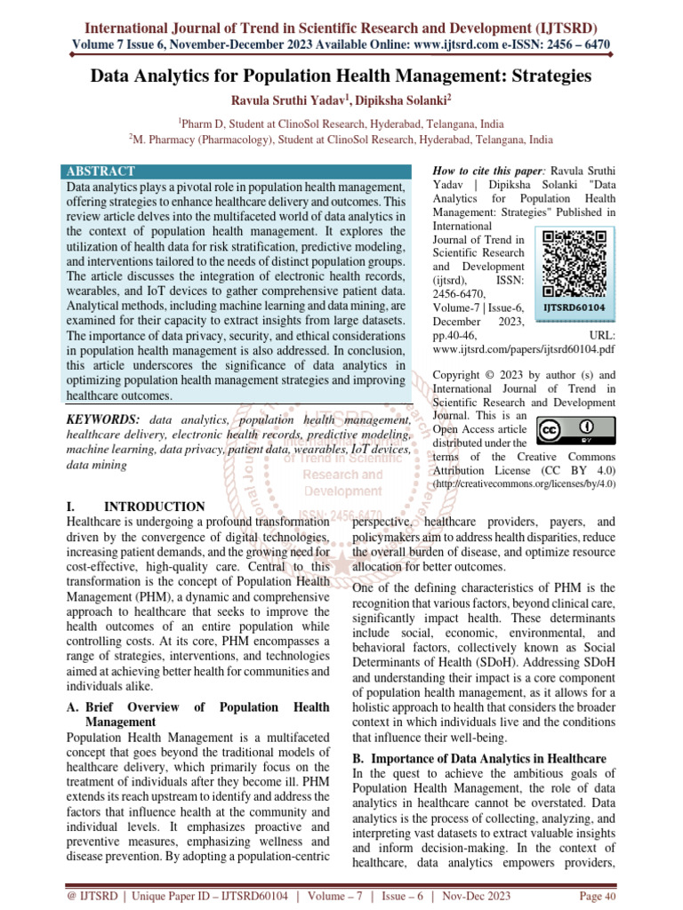 Data Analytics For Population Health Management Strategies | PDF ...