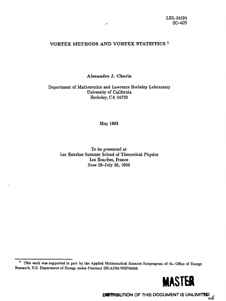 Master: Vortex Methods and Vortex Statistics' | PDF | Vortices | Navier–Stokes Equations