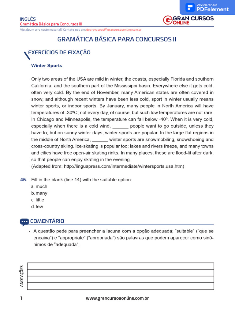 Inglês Gramática Basica para Concursos | PDF | Winter