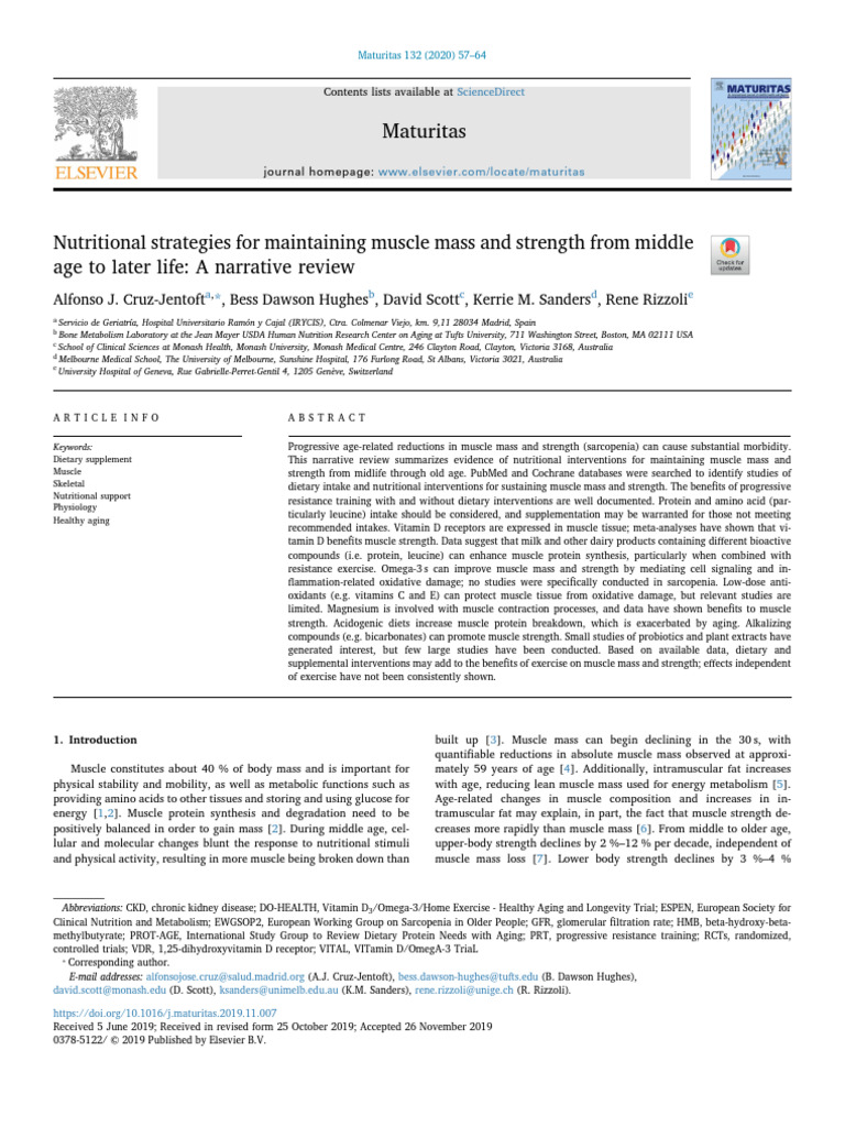 Nutritional Strategies For Maintaining Muscle Mass and Strength From ...