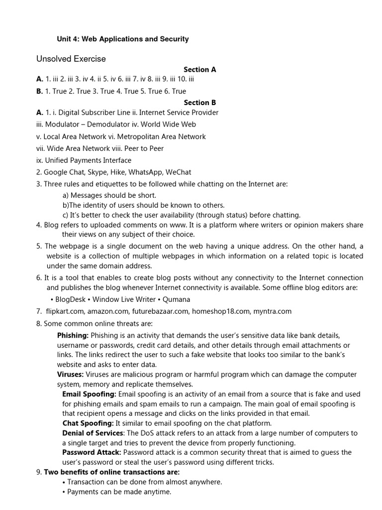 Resource 20231229205405 Unit 4 Web App and Security | PDF | Computer Network | Password