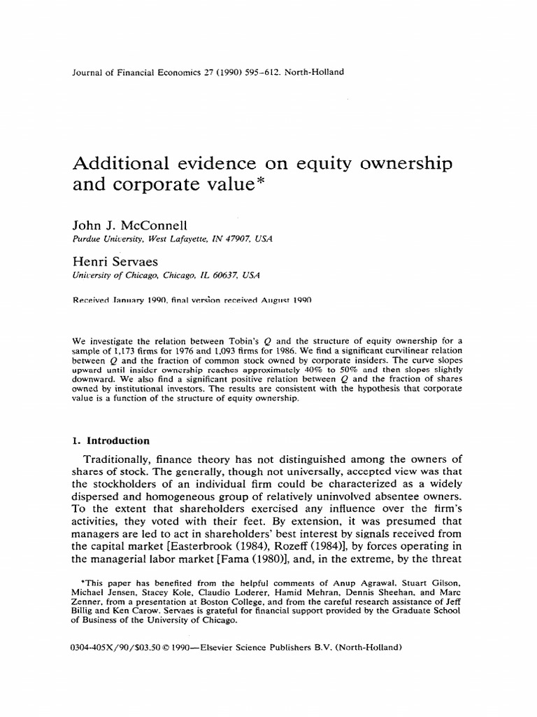 John J Mcconnell Additional Evidence On Equity | PDF | Stocks | Takeover