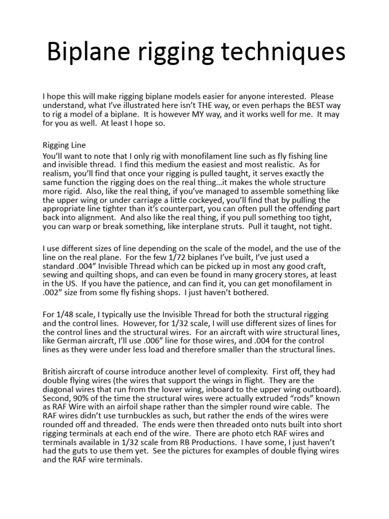 Biplane Rigging Techniques | PDF | Home & Garden