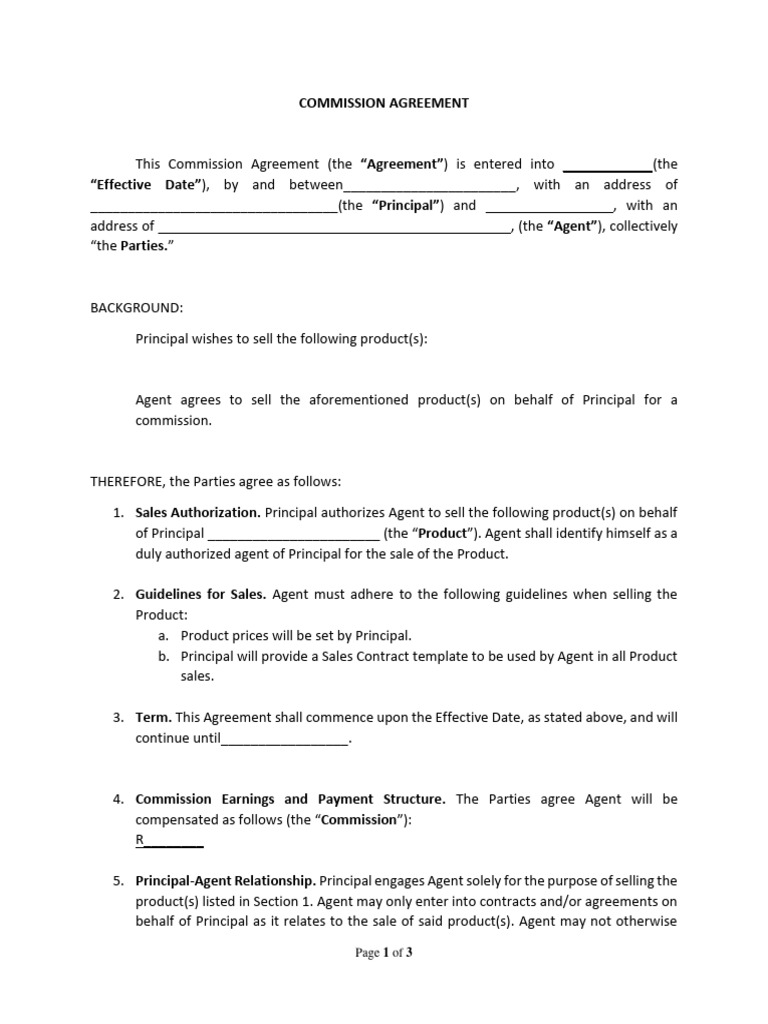 Sales Commission Agreement Template | PDF | Law