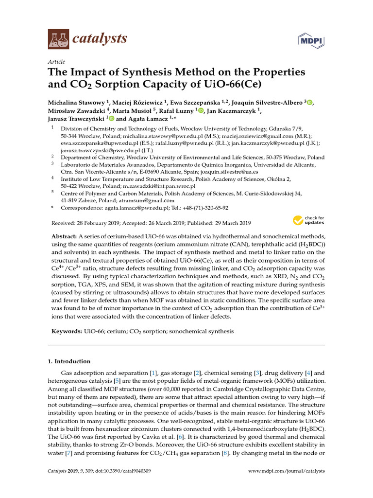 Catalysts 09 00309 | PDF | Crystallization | Catalysis