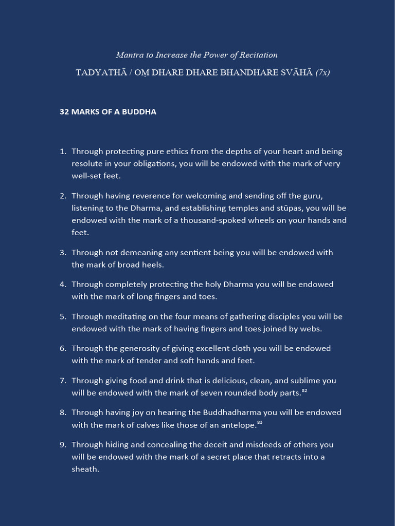 32 Marks of A Buddha | PDF | Bodhisattva | Mahayana