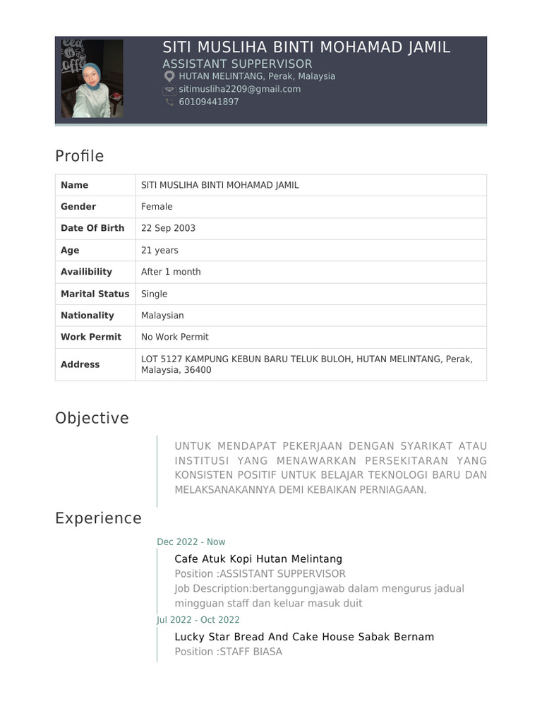Siti Musliha Binti Mohamad Jamil | PDF Siti Musliha Binti Mohamad Jamil | PDF
