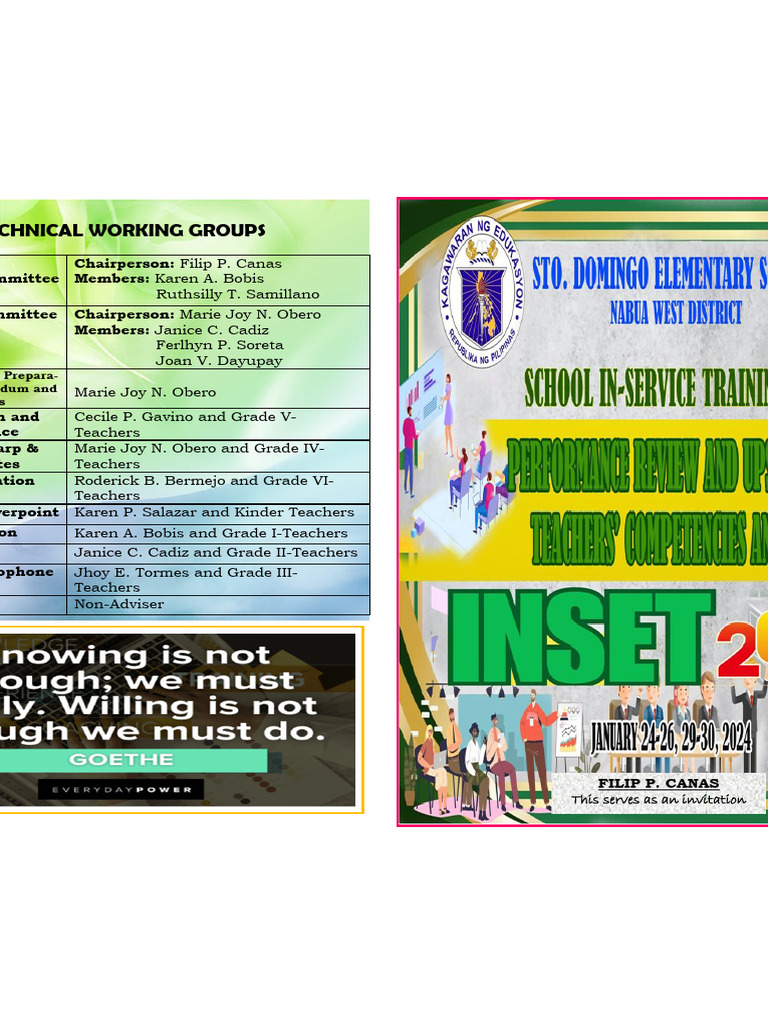 Inset Program 2023 2024 | Download Free PDF | Learning | Written ...