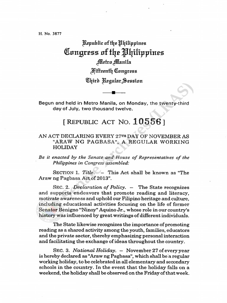 Ra 10556 | PDF | President Of The Philippines | World Politics