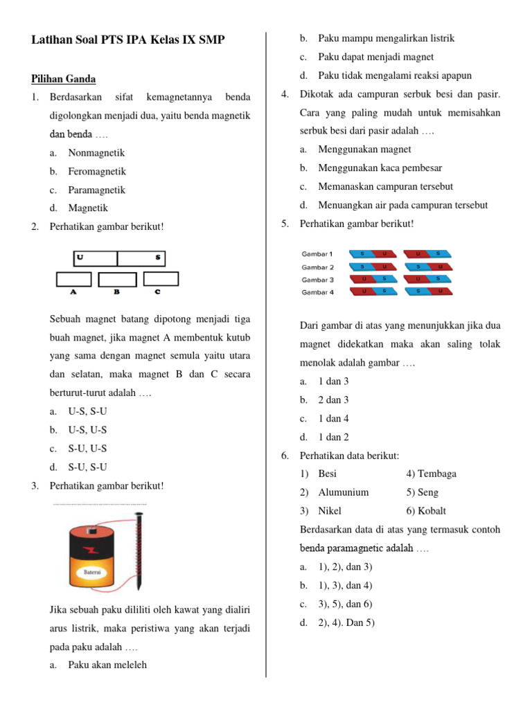 Latihan Soal PTS IPA Kelas IX SMP | PDF