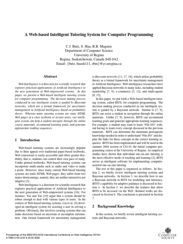 A Web-Based Intelligent Tutoring System For Computer Programming | PDF | Internet & Web | World ...