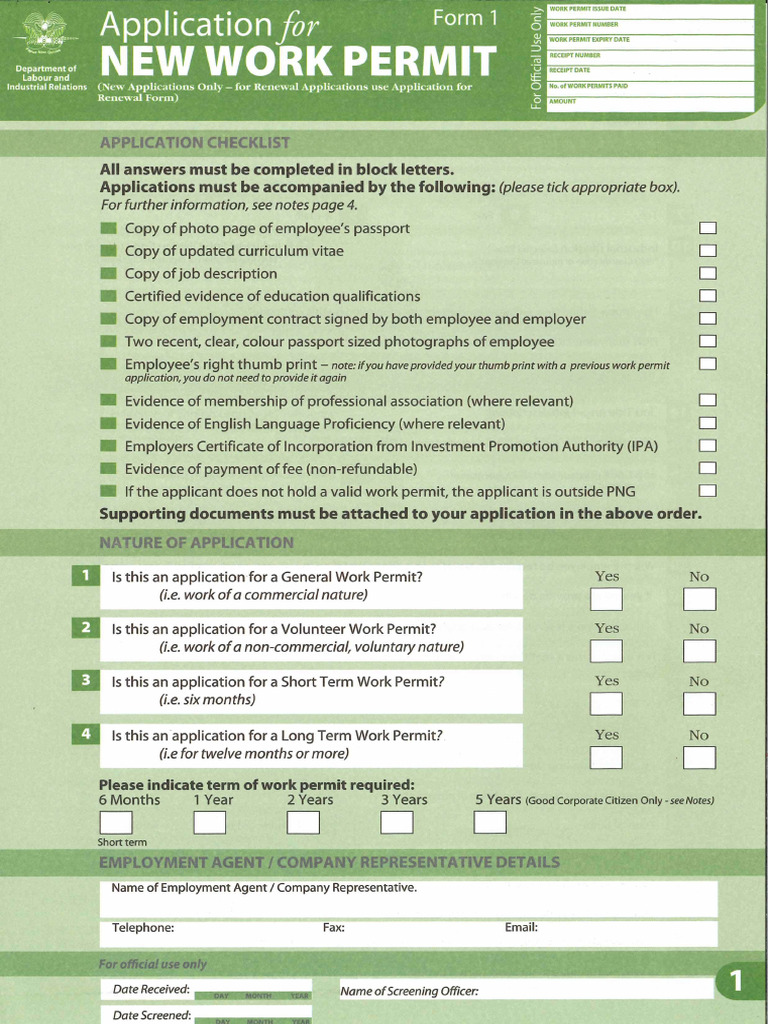 Application For New Work Permit | PDF