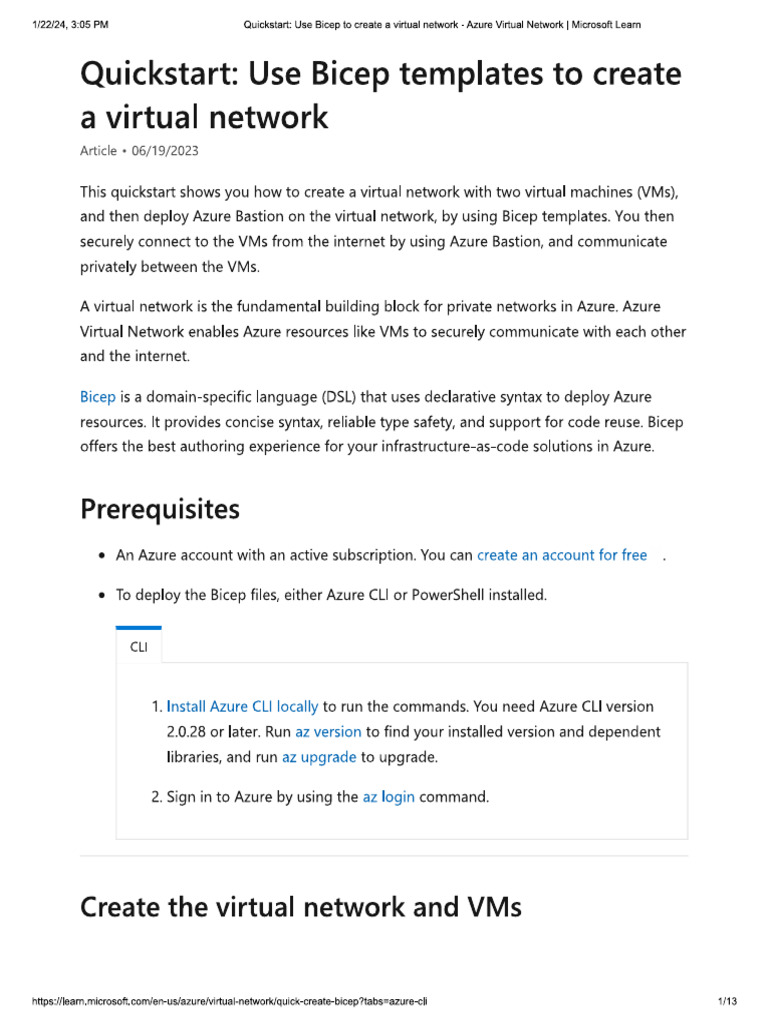 Vnet Bicep Lab | PDF